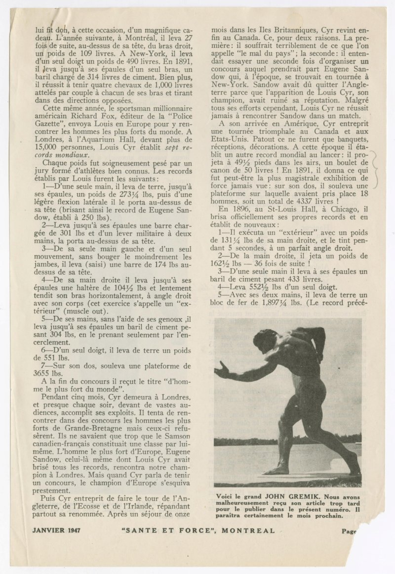 Louis Cyr article continued | Rogue Australia