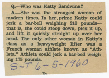 Katie Sandwina trivia clipping | Rogue Fitness Australia